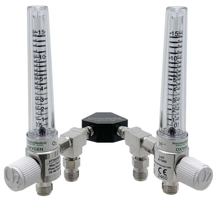 Flowmeter, Dual (Y-Block),0-15 l/min, Medical Air - Keyport
